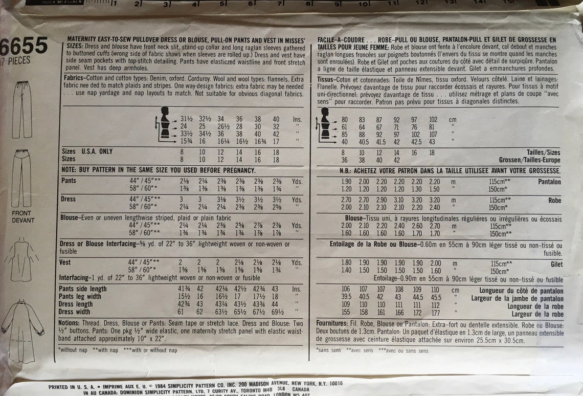Simplicity 6655 Sewing Pattern vintage UNCUT - Etsy