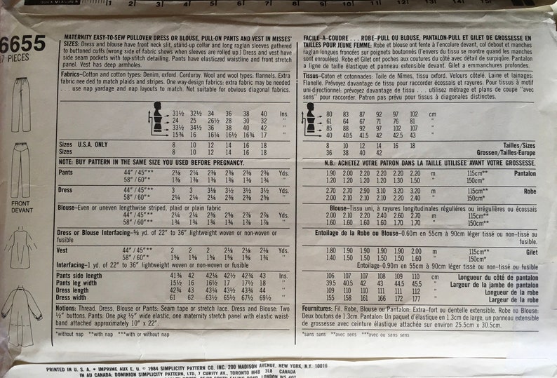 Simplicity 6655 Sewing Pattern vintage UNCUT - Etsy