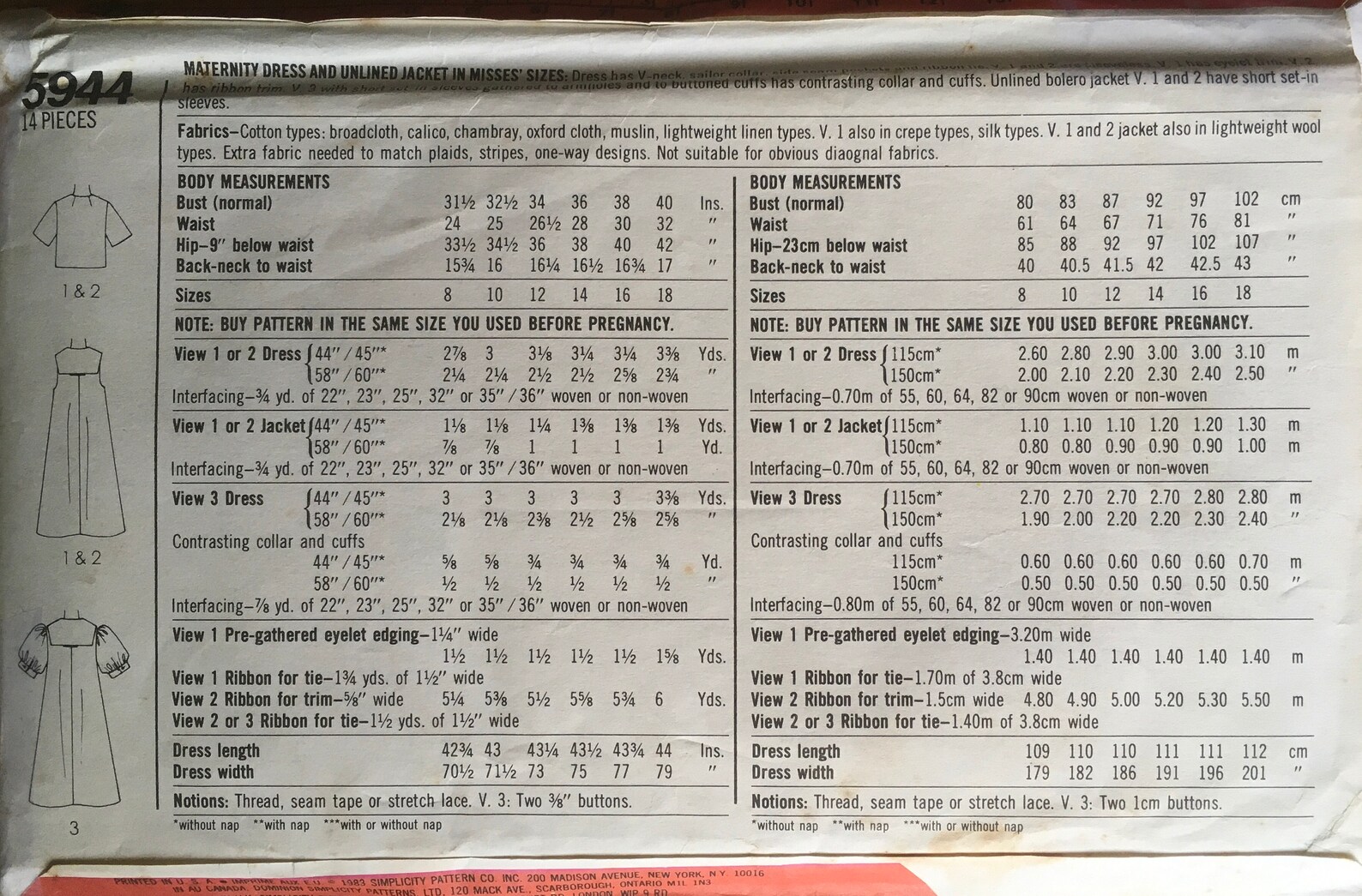 Simplicity 5944 Sewing Pattern vintage UNCUT - Etsy