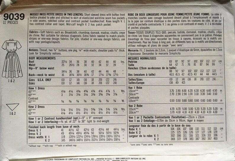 Simplicity 9039 Sewing Pattern vintage UNCUT - Etsy