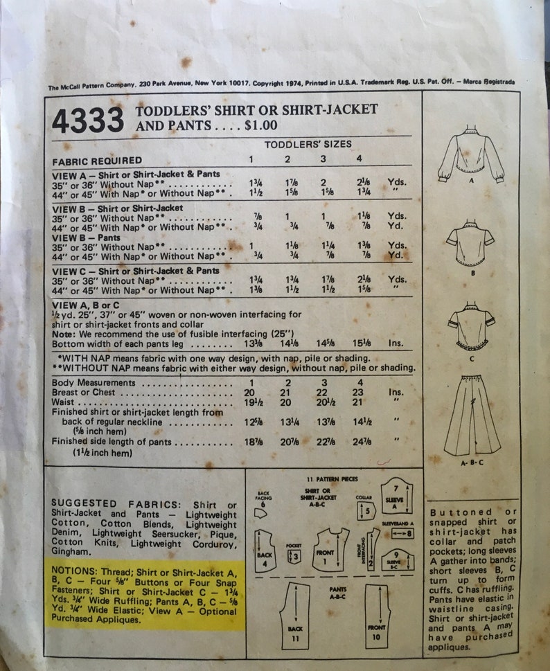 Mccall's 4333 Sewing Pattern vintage CUT - Etsy
