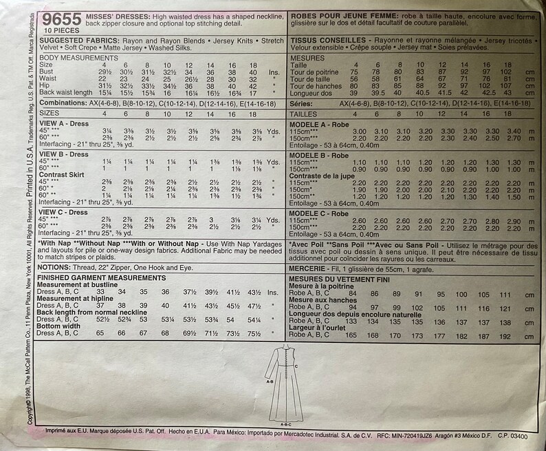 Mccall's 9655 Sewing Pattern vintage UNCUT - Etsy