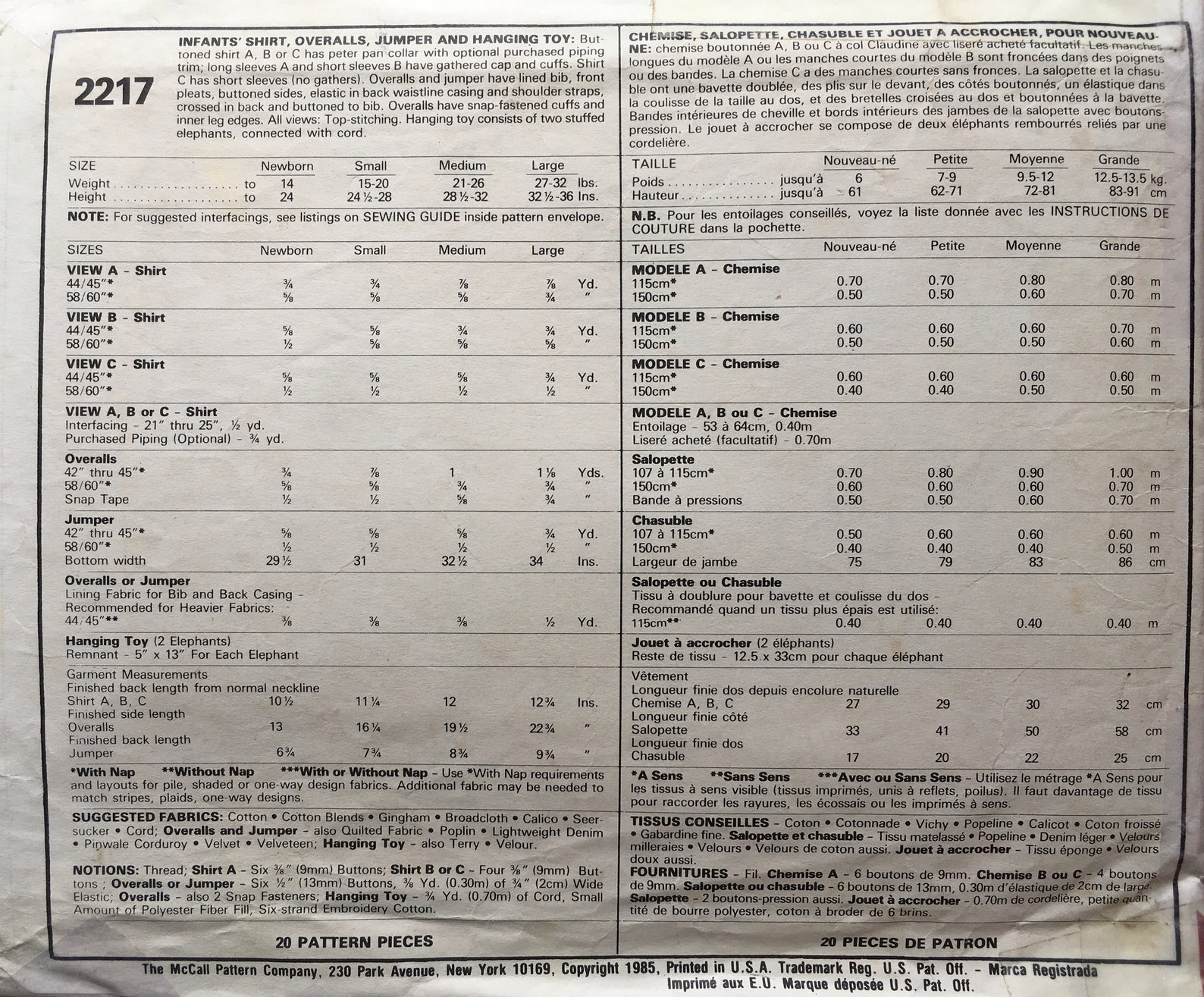 Mccall's 2217 Sewing Pattern vintage CUT - Etsy