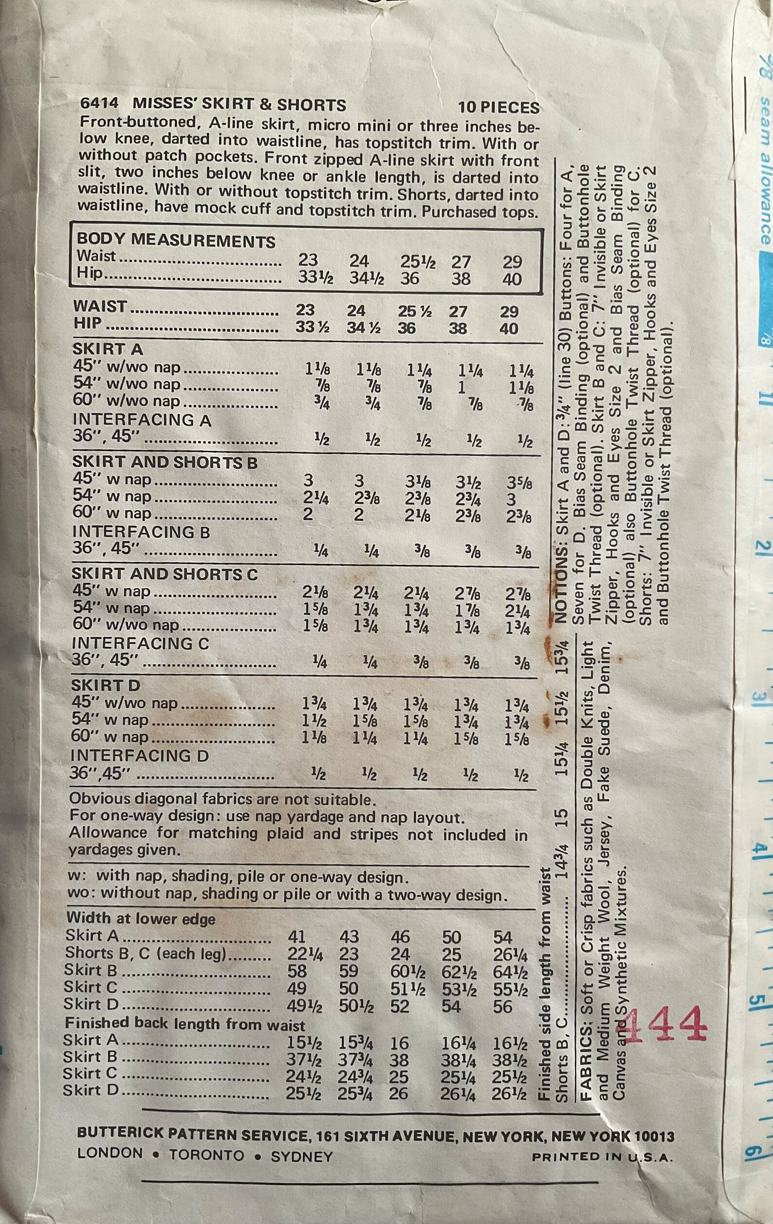 Butterick 6414 Sewing Pattern vintage CUT - Etsy