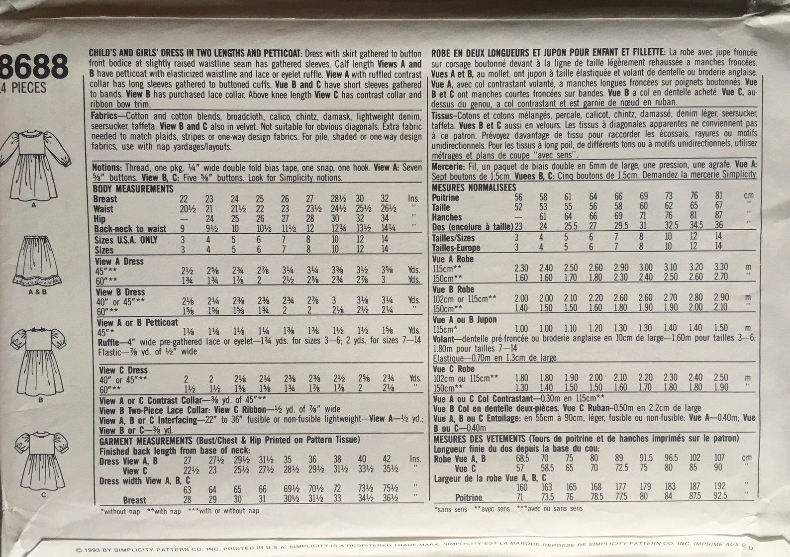 Simplicity 8688 Sewing Pattern vintage UNCUT - Etsy