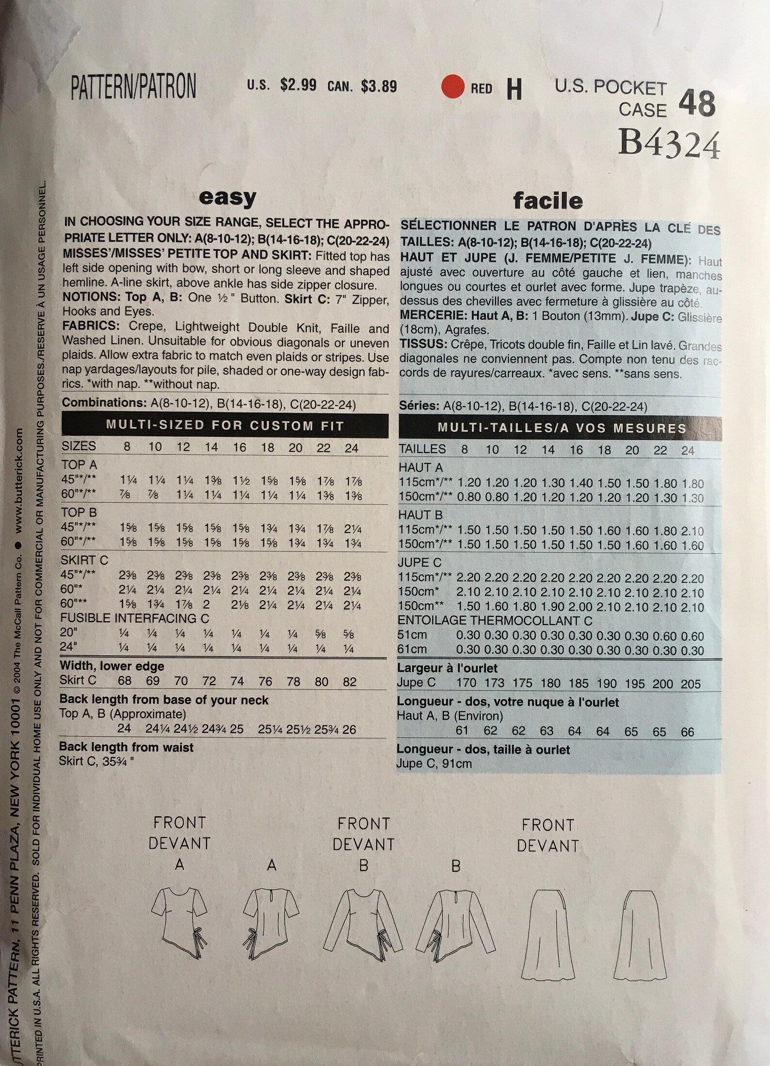 See & Sew 4324 Sewing Pattern UNCUT | Etsy