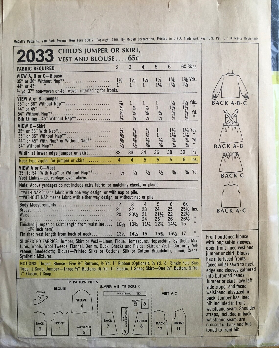 Mccall's 2033 Sewing Pattern vintage CUT | Etsy