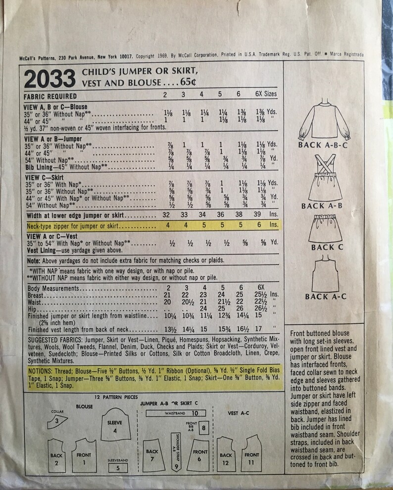 Mccall's 2033 Sewing Pattern vintage CUT - Etsy