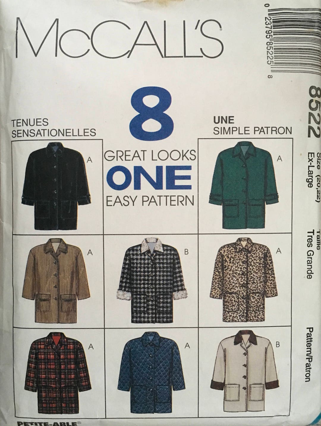 Mccall's 8522 Sewing Pattern vintage UNCUT/CUT - Etsy