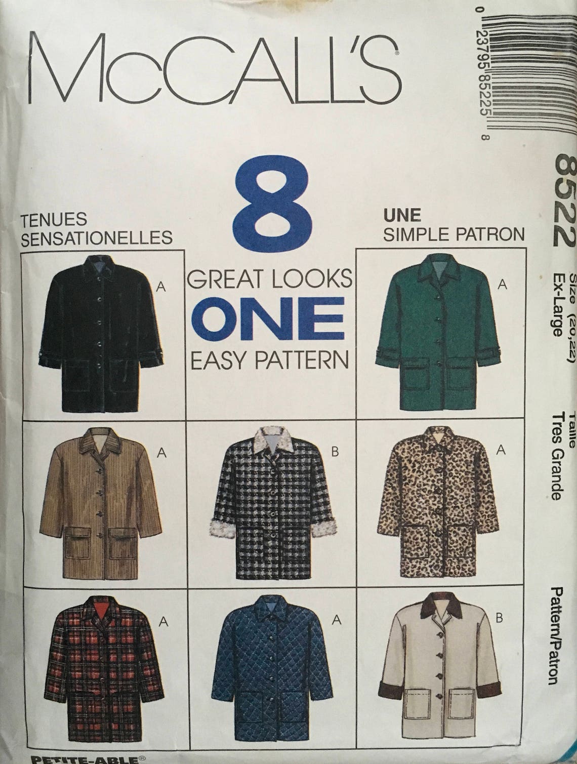 Mccall's 8522 Sewing Pattern vintage UNCUT/CUT - Etsy