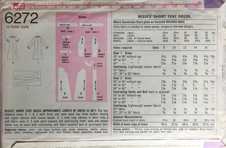 Simplicity 6272 Sewing Pattern vintage UNCUT - Etsy