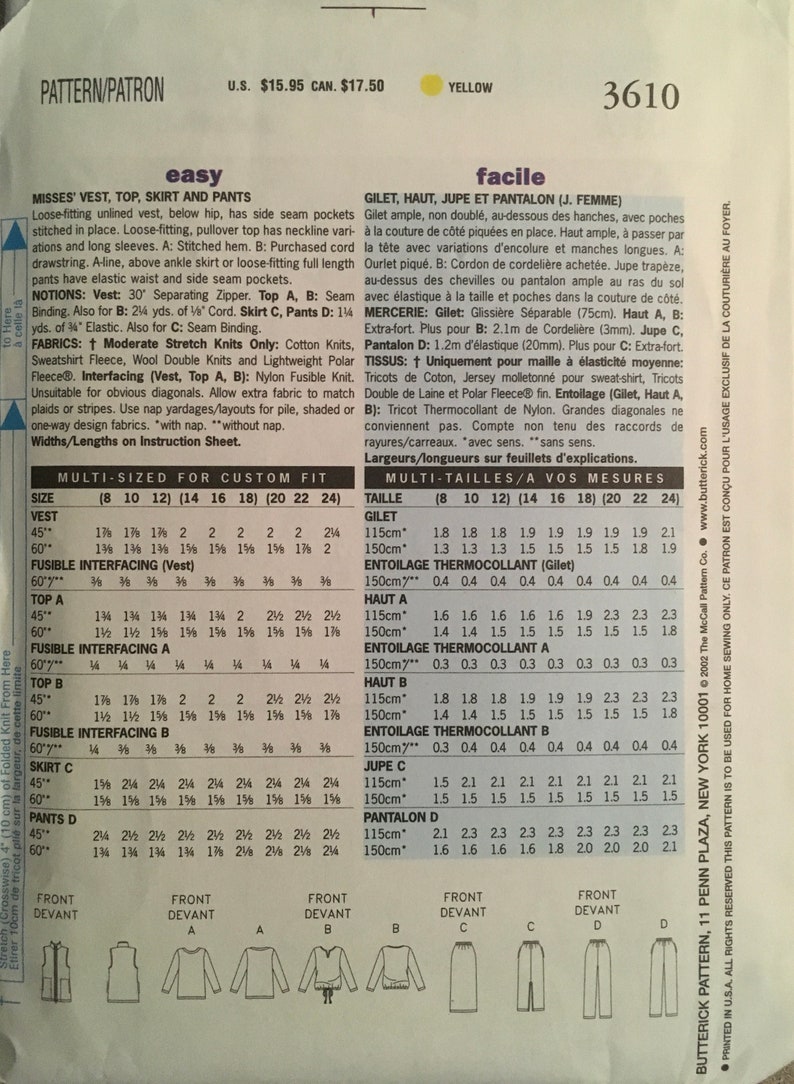 Butterick 3610 Sewing Pattern vintage UNCUT - Etsy