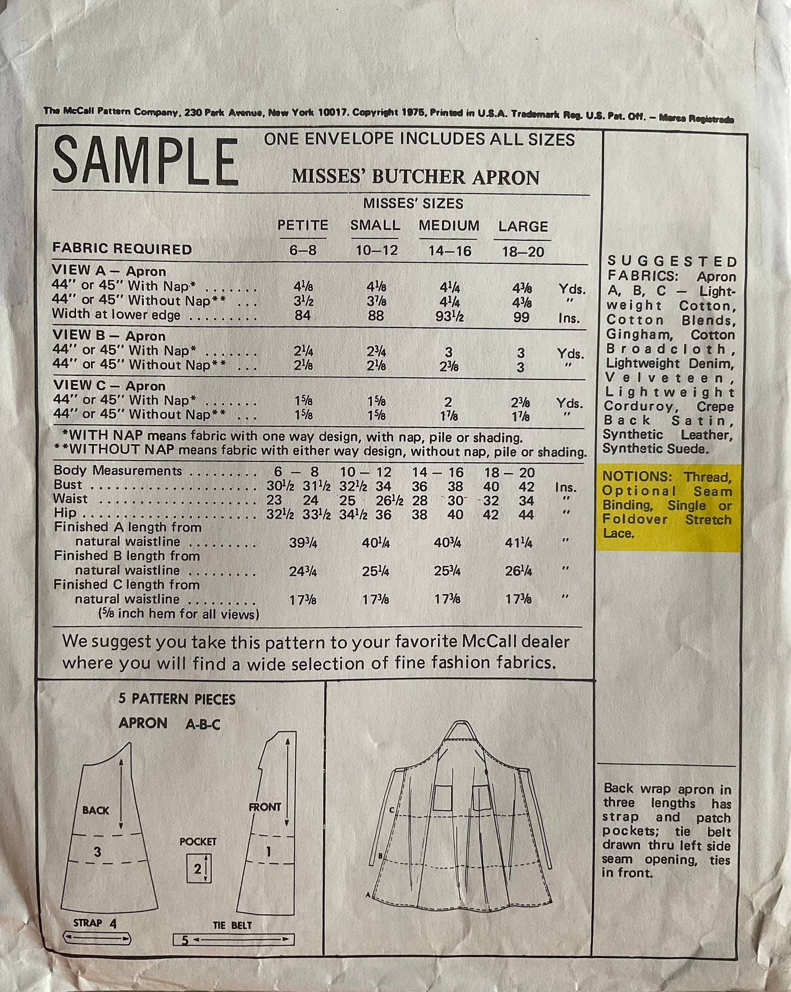Mccall's Sample Sewing Pattern vintage UNCUT | Etsy
