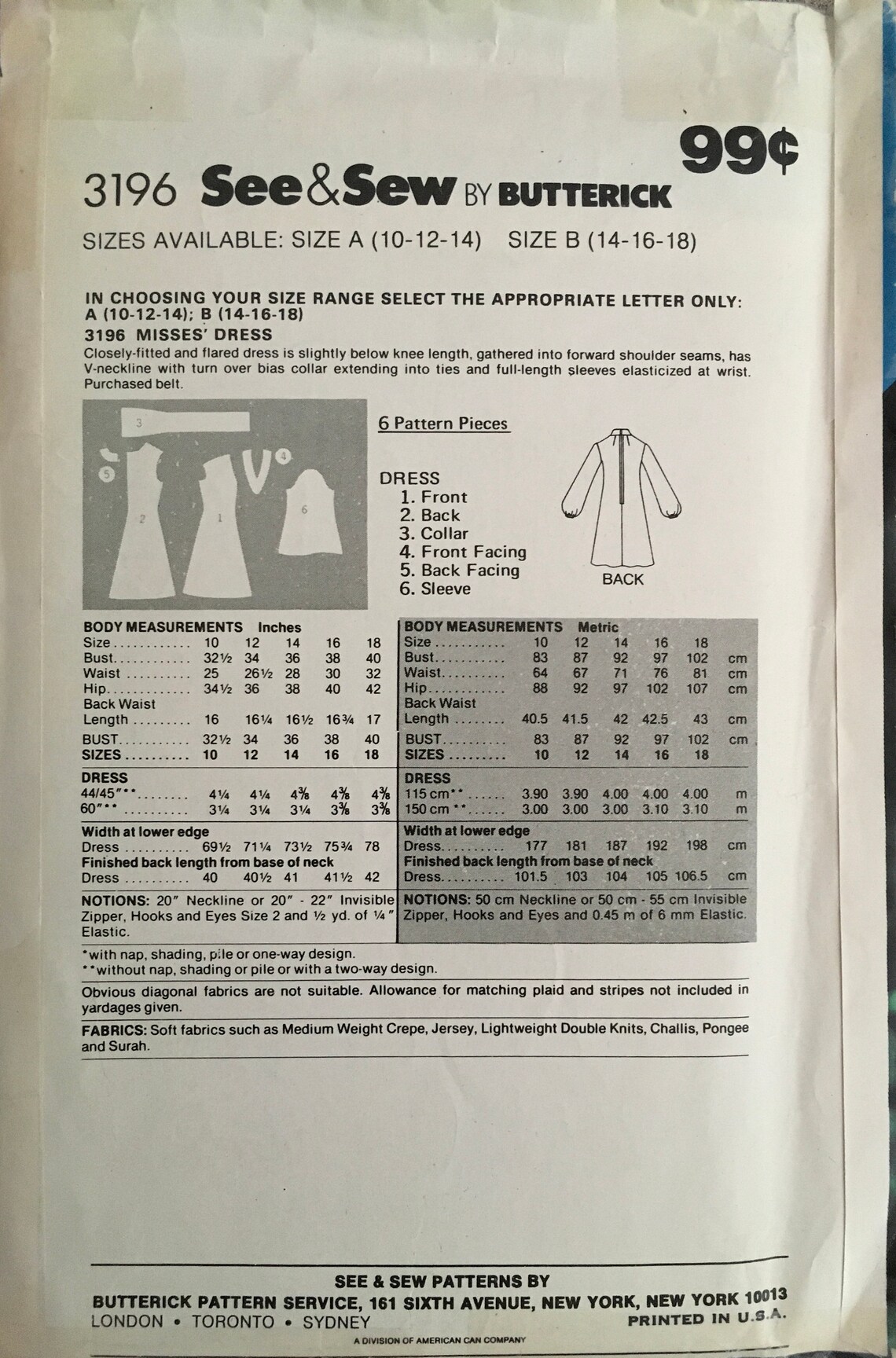 See & Sew 3196 Sewing Pattern vintage UNCUT - Etsy