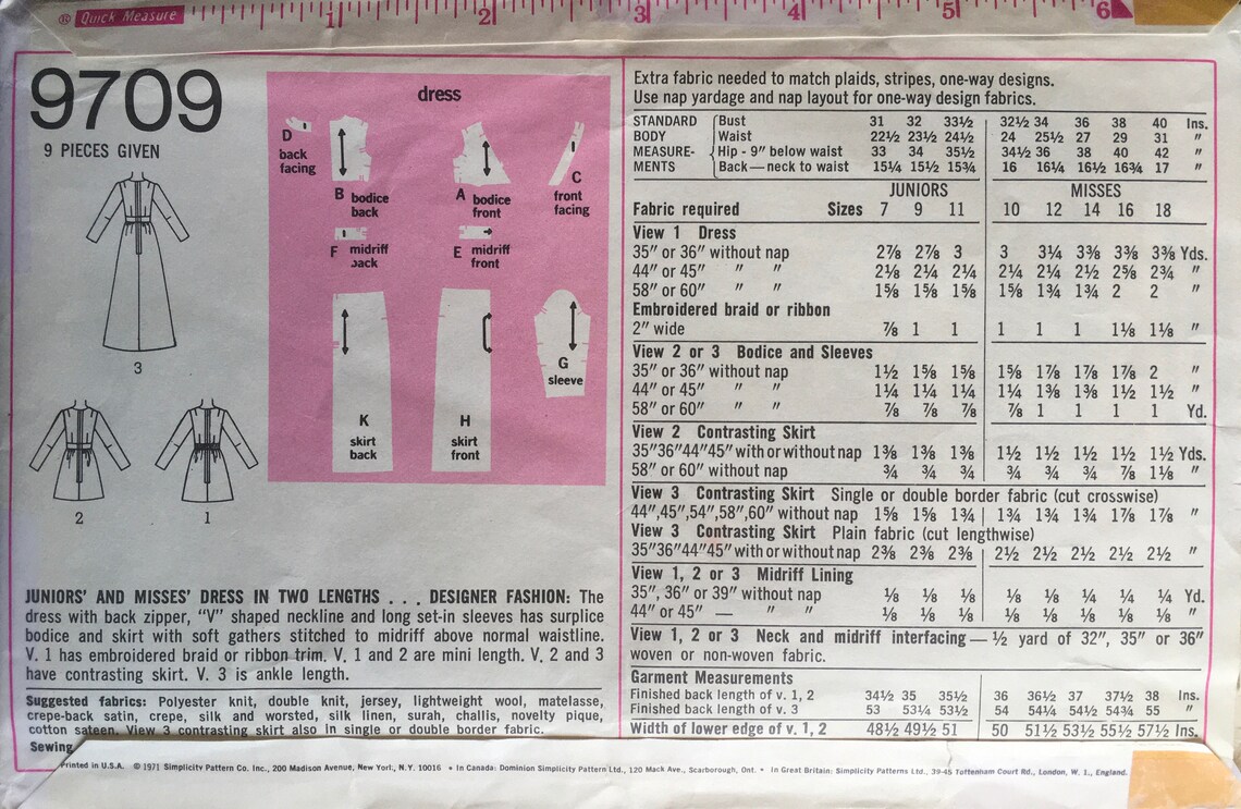 Simplicity 9709 Sewing Pattern vintage UNCUT | Etsy