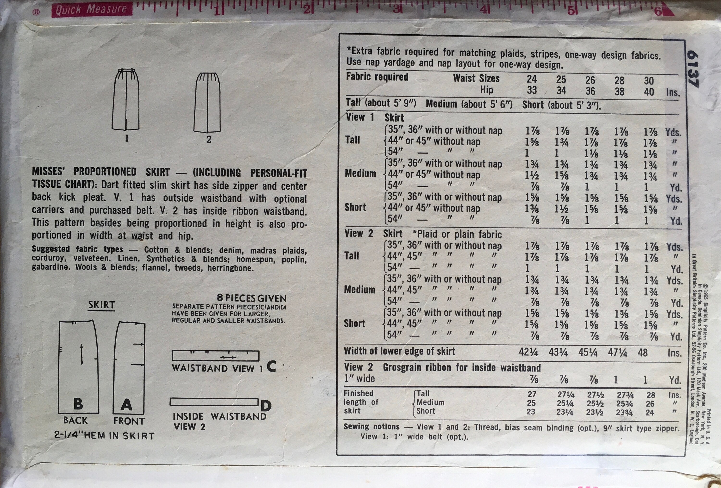 Simplicity 6137 Sewing Pattern vintage CUT - Etsy