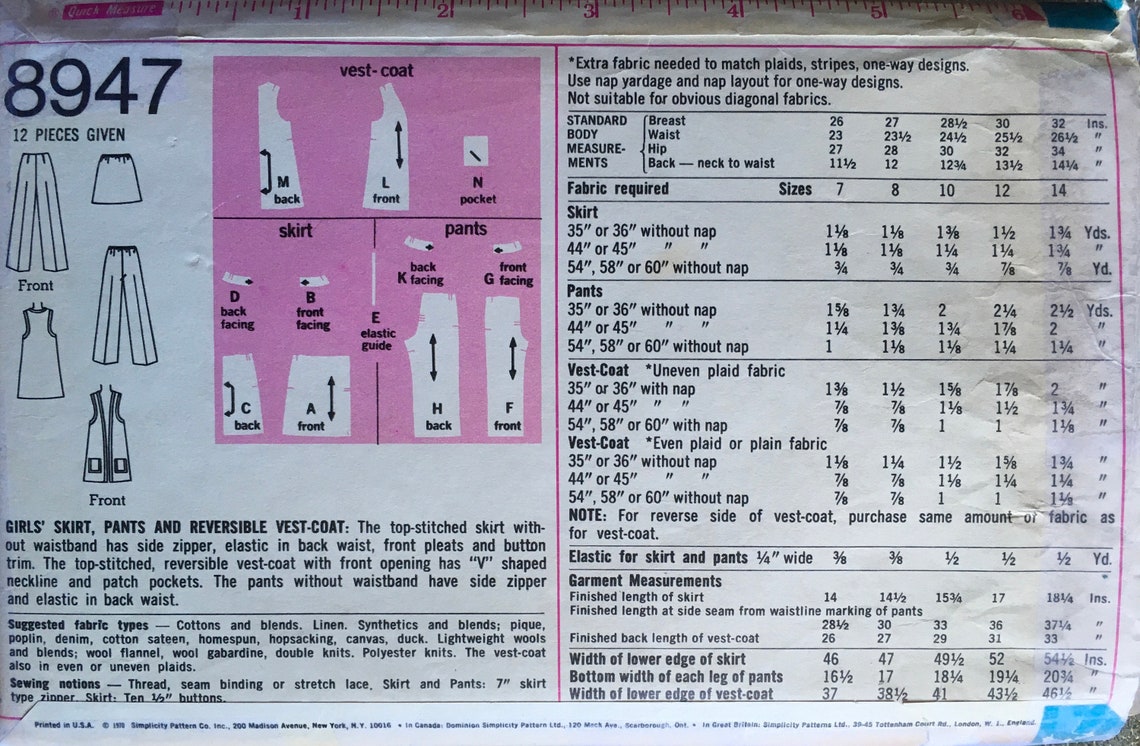 Simplicity 8947 Sewing Pattern vintage CUT - Etsy
