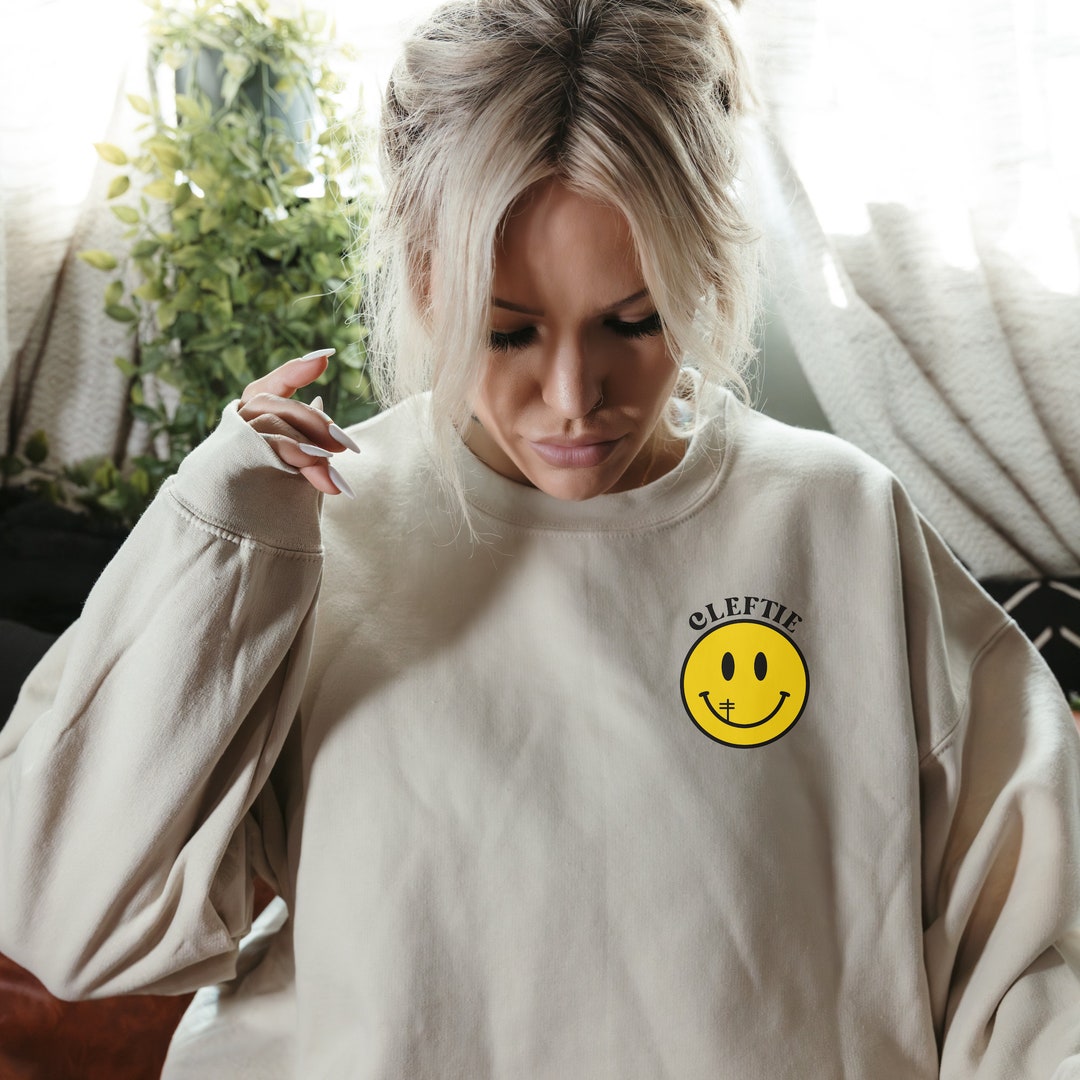 Cleftie Uni-lateral Happy Face CREWNECK Sweatshirt|cleft Strong|cleft ...