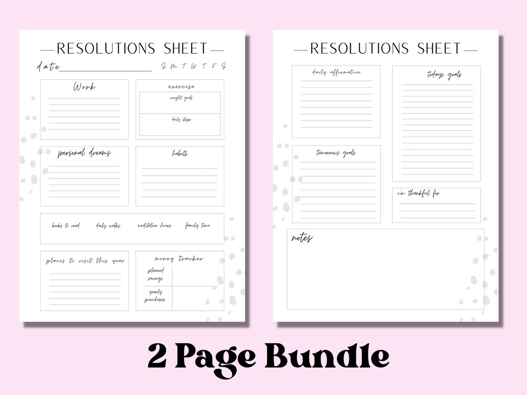 Printable Resolution Tracker|minimalistic Goals Tracker,|task Manager ...