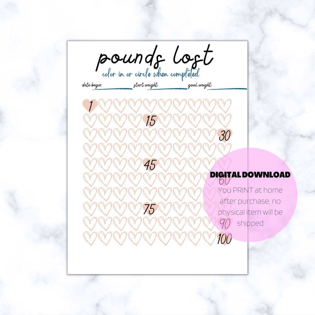 Pounds Lost Tracker Health Daily Planner,digital File Printable ...