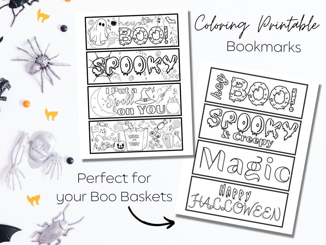 Halloween Printable Bookmarks, Coloring Bookmarks, Coloring for Kids ...