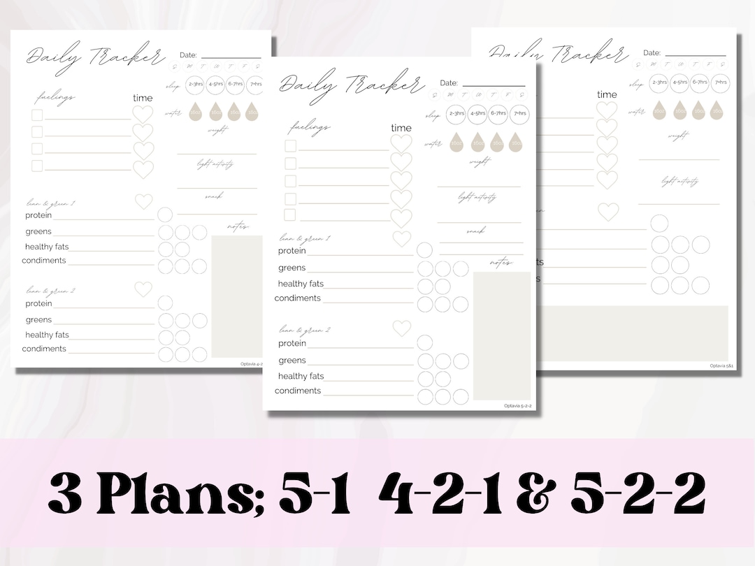 Daily ALL Optavia Program Trackers|medifast|fuelings|health Daily ...