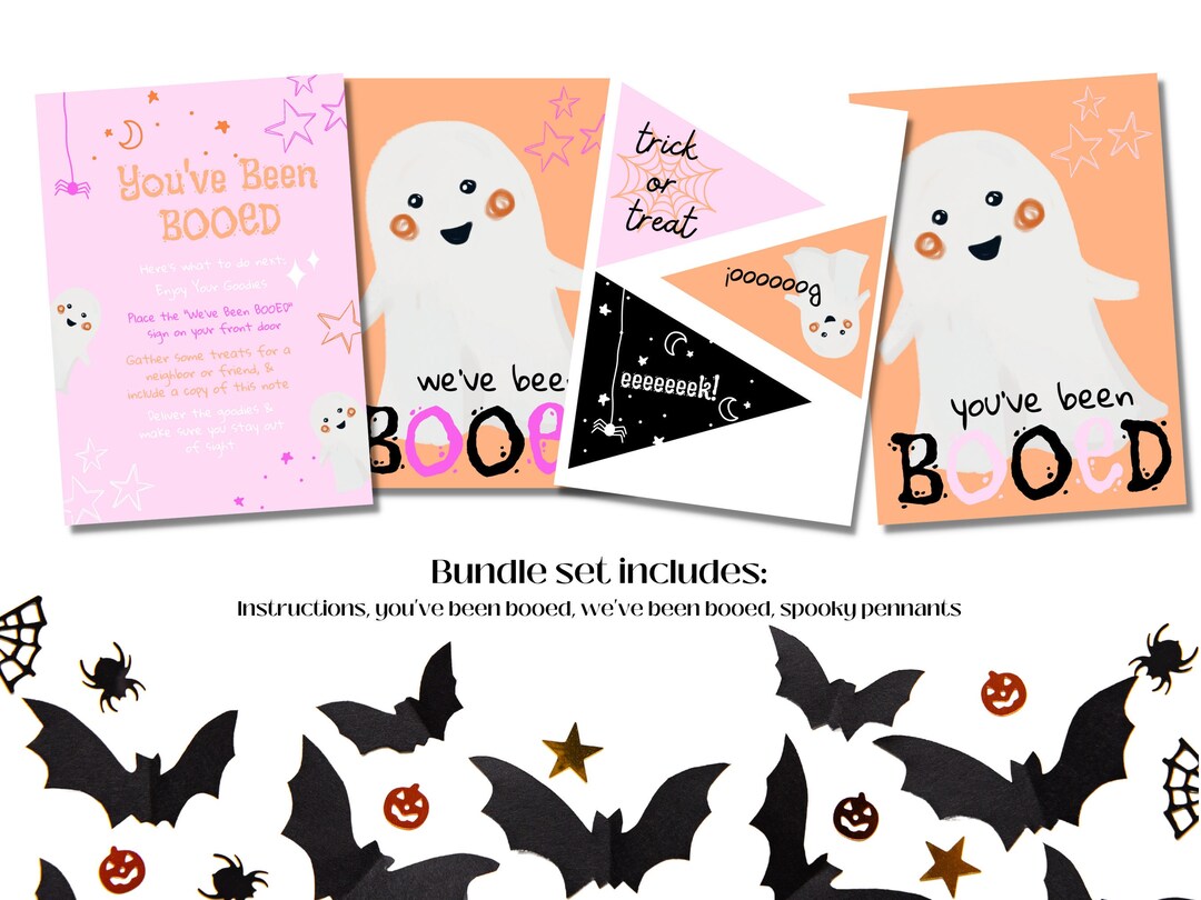 Halloween Booed Printable Pink,boo Kit,halloween Door Hang,boo Basket ...