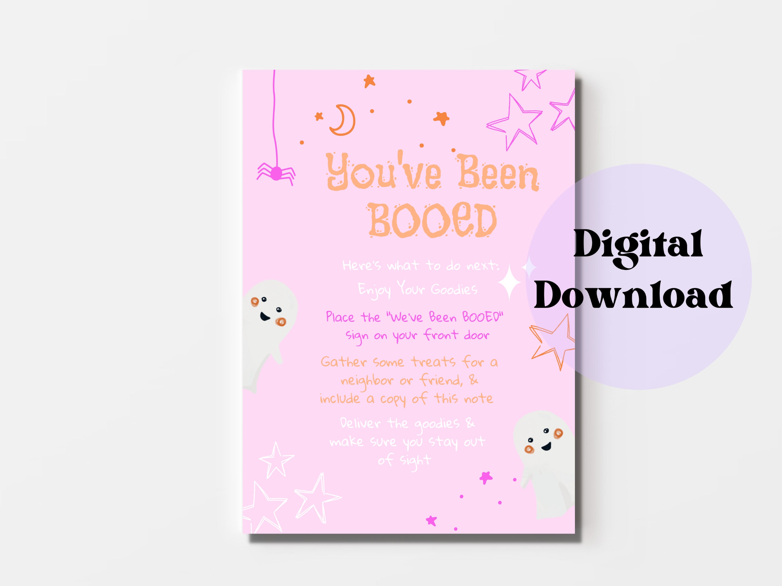 Boo Basket Printable Pinkboo Kithalloween Door Hangboo - Etsy