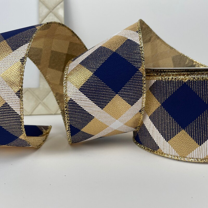 Gold Plaid Ribbon - Etsy