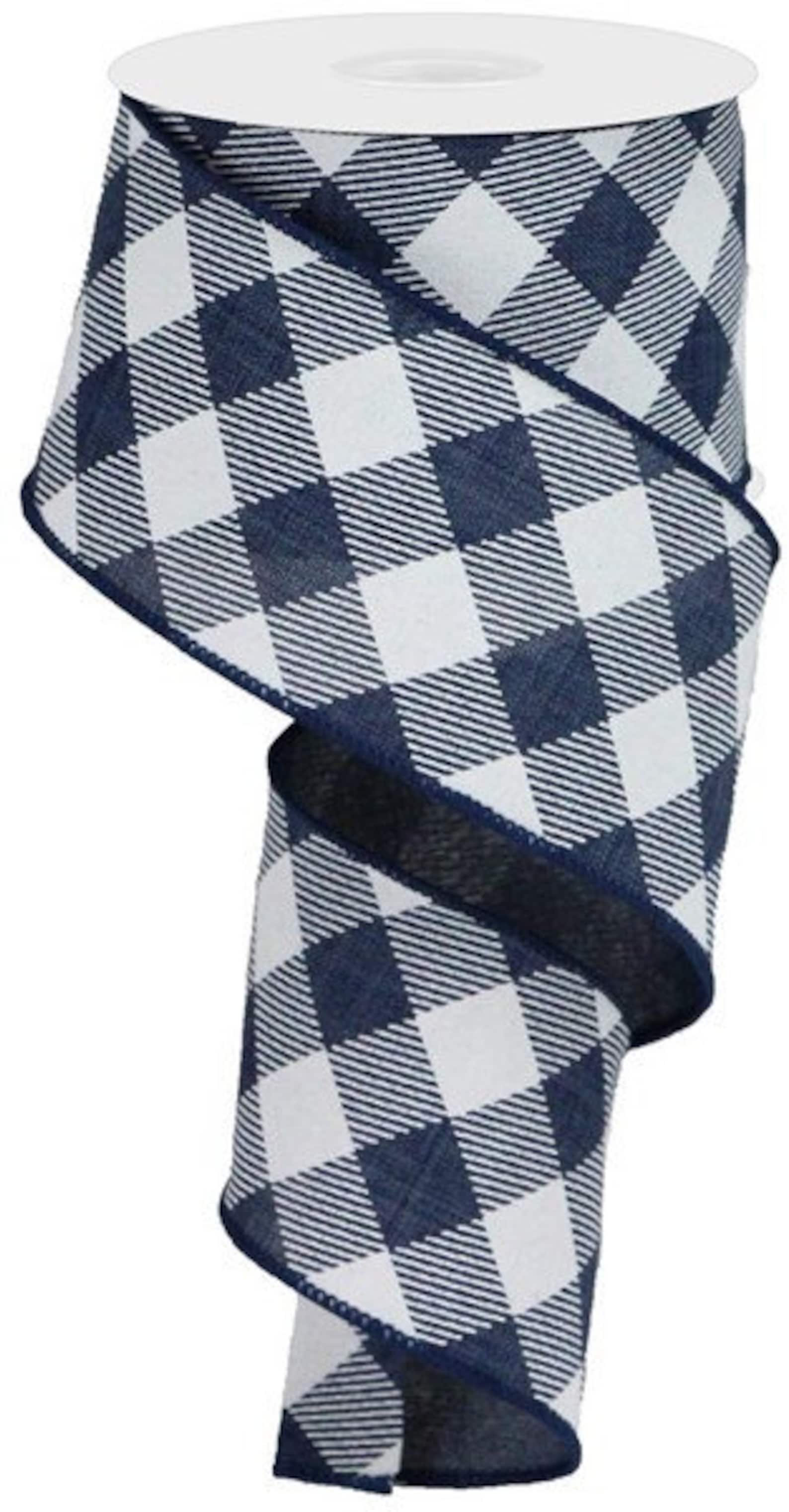 2.5 Navy Blue White Diagonal Check Buffalo Plaid Wired - Etsy