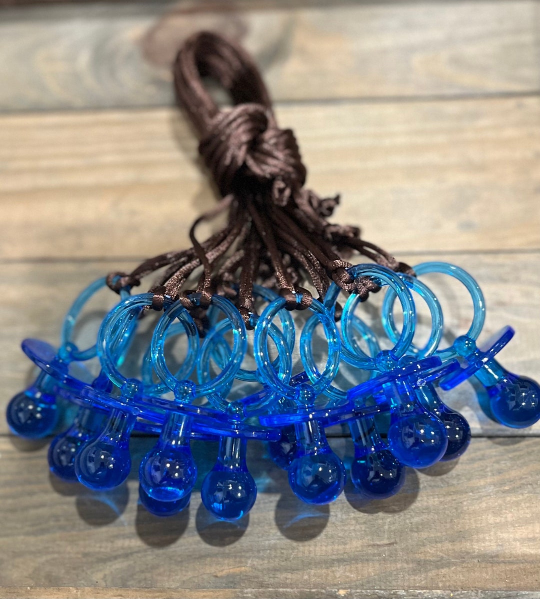 Baby Shower Royal Blue Pacifiers With Brown String Party Favor ...