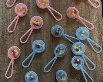 12 Pink Acrylic Baby Rattle Favor Charm Necklaces-baby Girl - Etsy