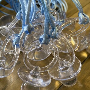 Baby Shower Clear Pacifiers With Light Blue String for Baby Shower Game ...