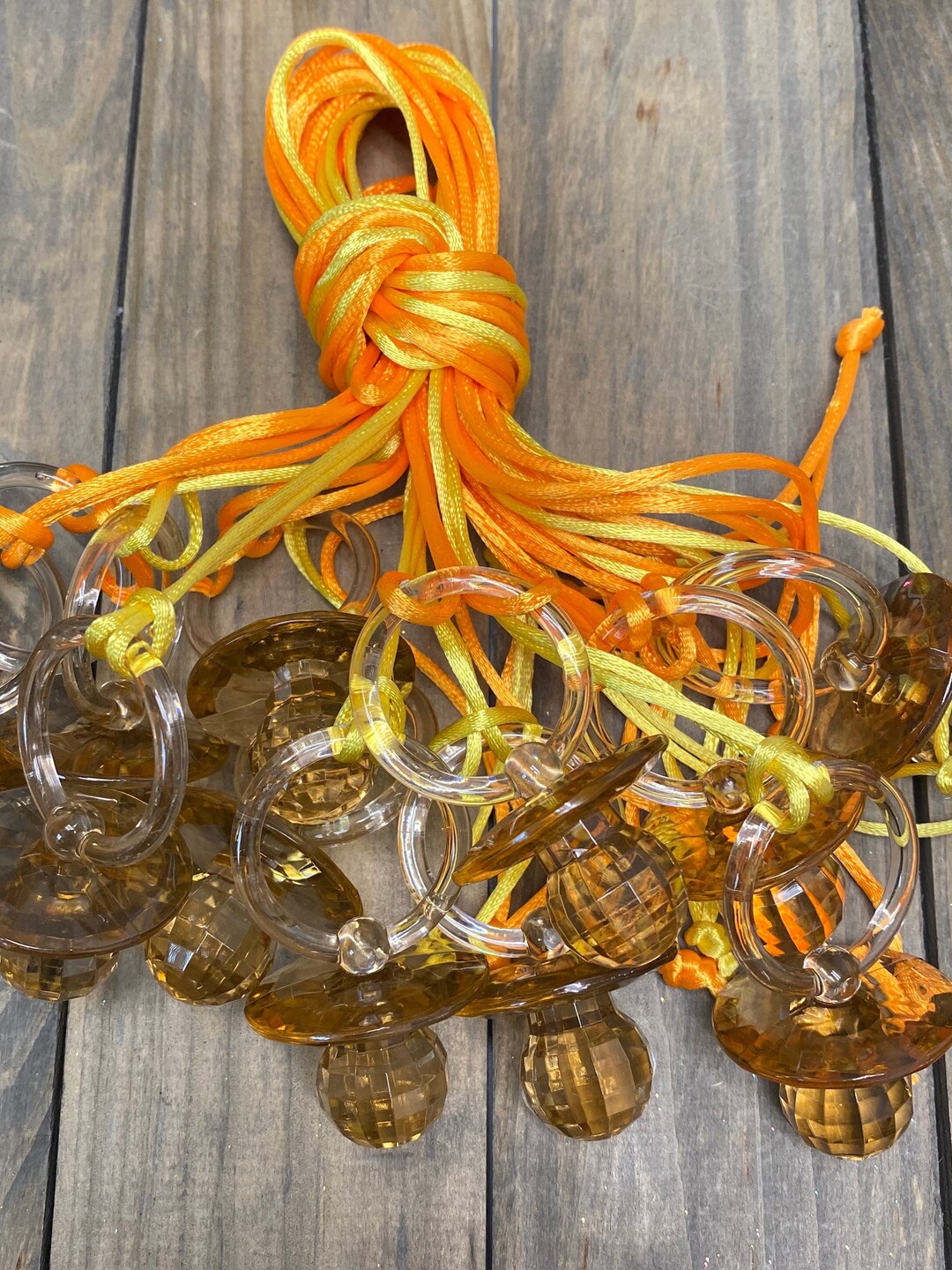 Baby Shower Brown Pacifiers With Yellow and Orange String for Baby ...