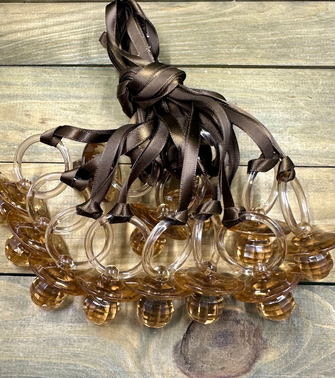 Baby Shower Brown Pacifiers With Brown Ribbon 12pcs Party Favors for ...