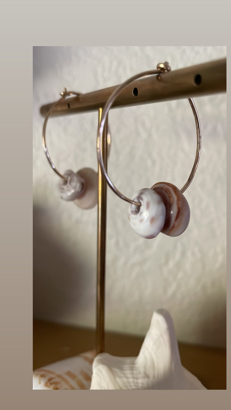 Gold Filled Puka Shell Hoop Earrings - Etsy