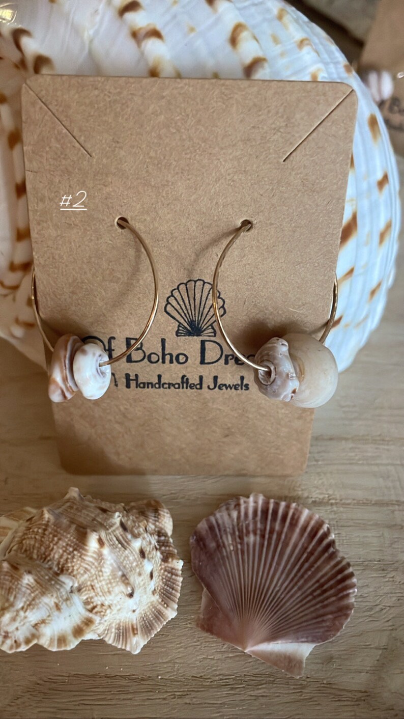 Gold Filled Puka Shell Hoop Earrings - Etsy