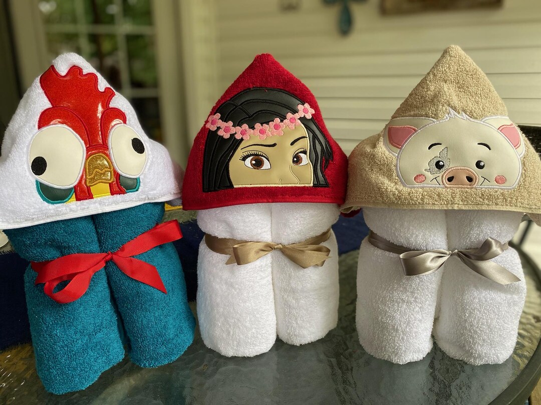 Personalized Embroidered Character Hooded Towel - Hawaiian Princess and ...