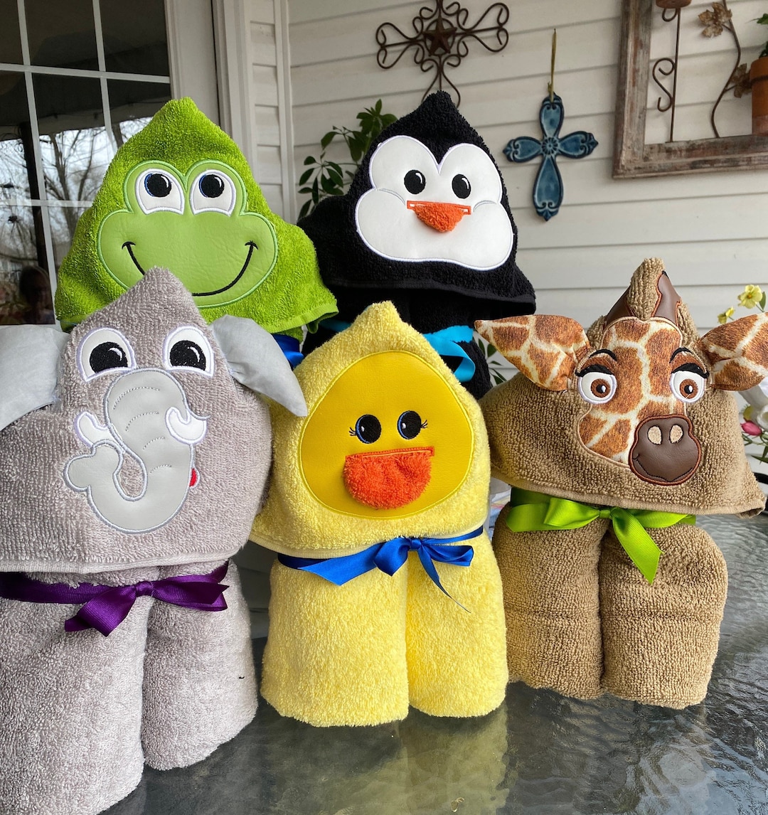 Personalized Embroidered Animal Hooded Towel Custom Towel Applique ...
