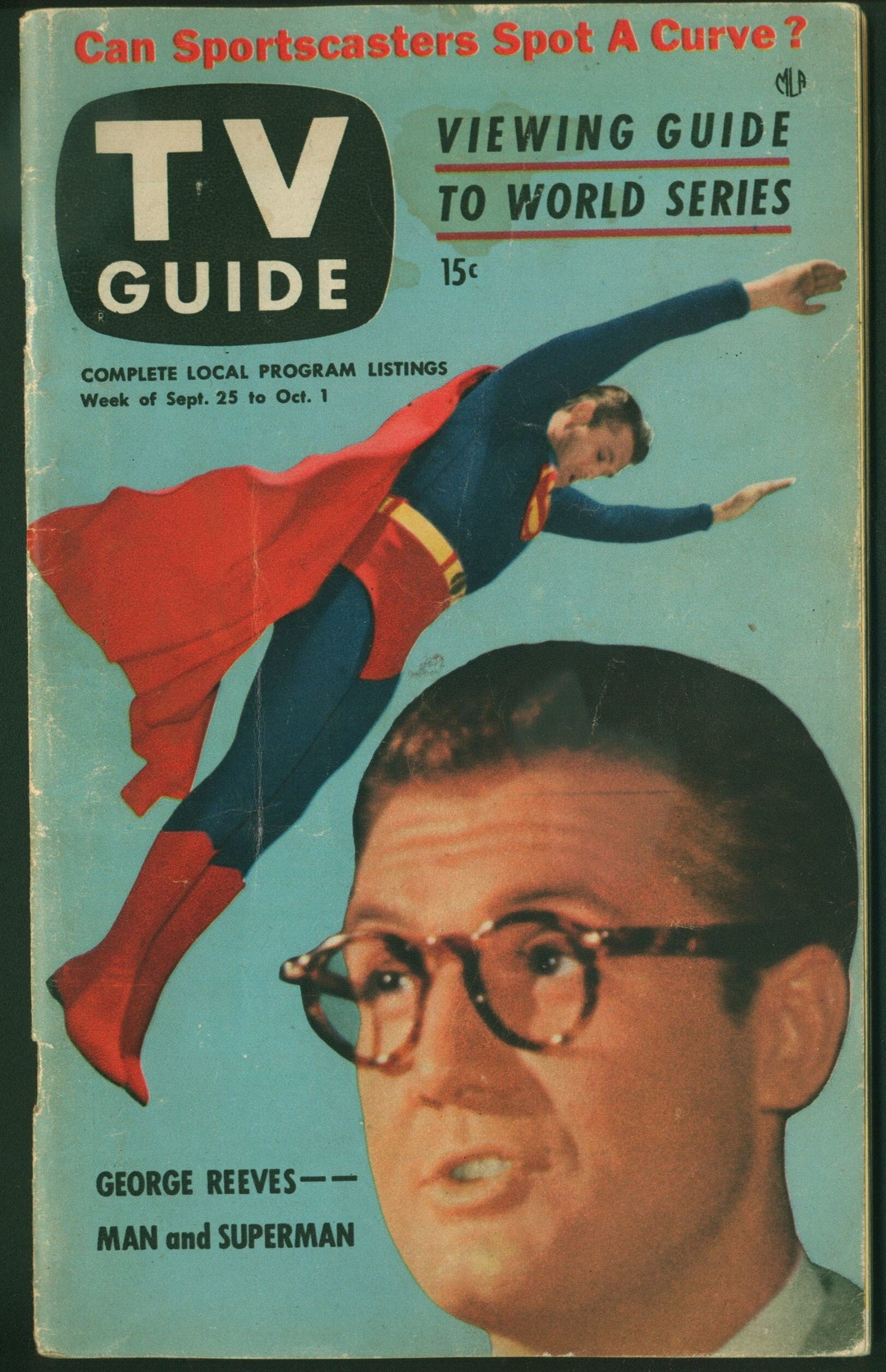 SUPERMAN TV GUIDE Sept 25 1953 George Reeves New York - Etsy