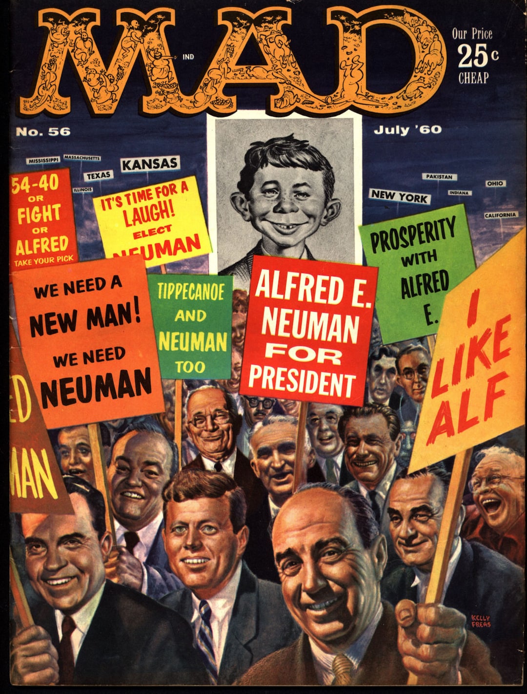 MAD MAGAZINE 56 1960 JFK Kennedy Nixon What Me Worry Alfred E Neuman ...