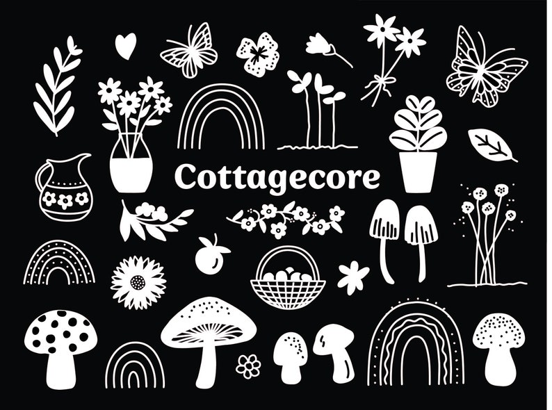 Cottagecore Vector, 30 Cottagecore Vectors, Hand Drawn Cottage Core ...