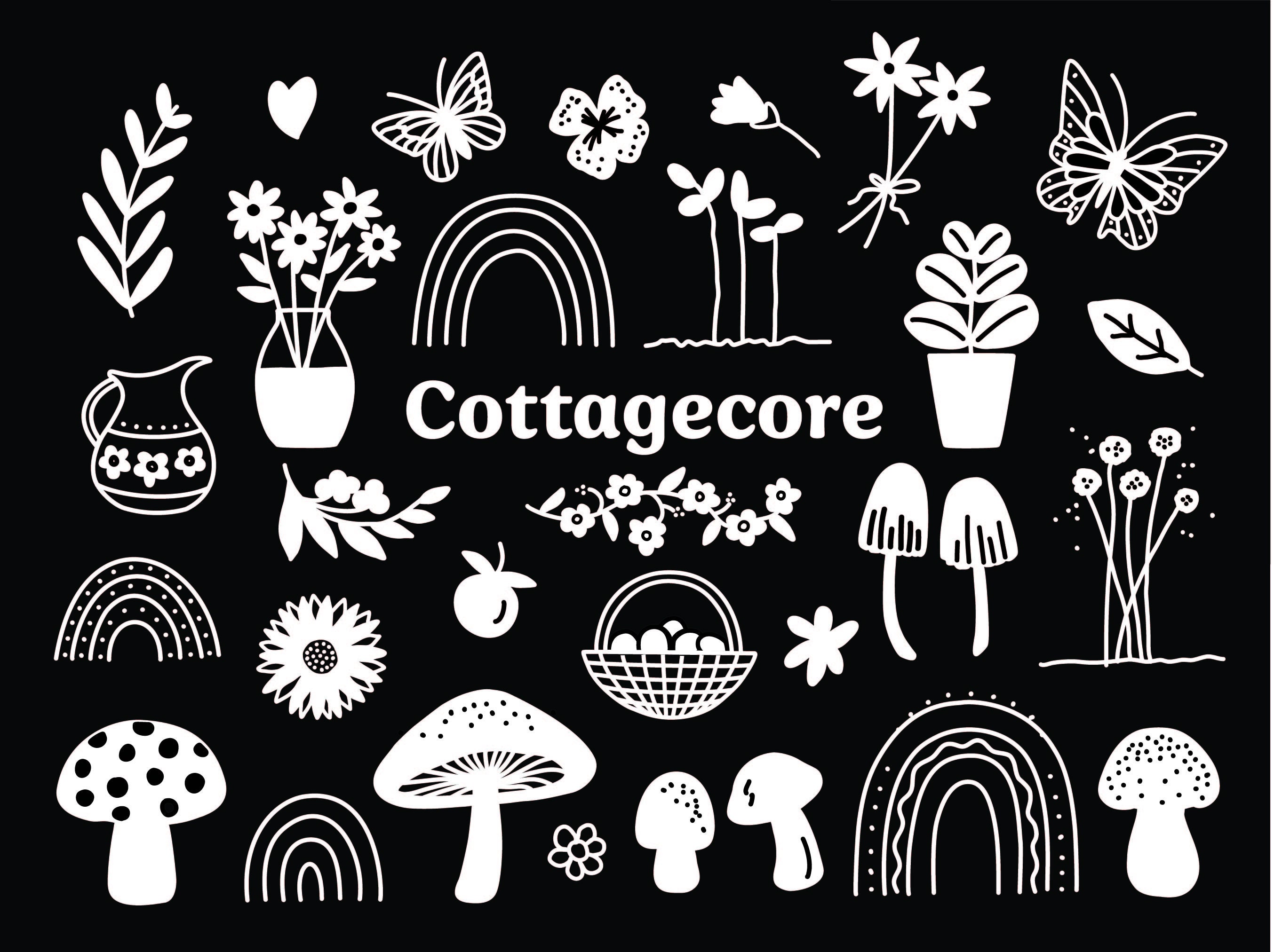 Cottagecore Vector, 30 Cottagecore Vectors, Hand Drawn Cottage Core ...