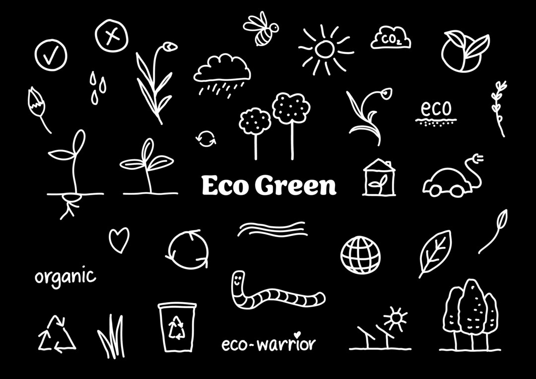 Eco Green Clip Art, 33 Eco Vectors, Clipart, Hand Drawn Eco Icons, Hand ...