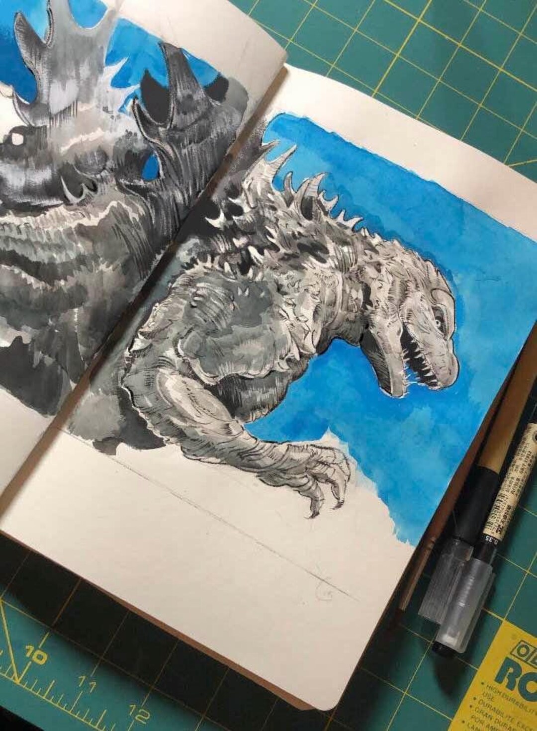 Godzilla Minus One Sketchbook Double-page Inking - Etsy
