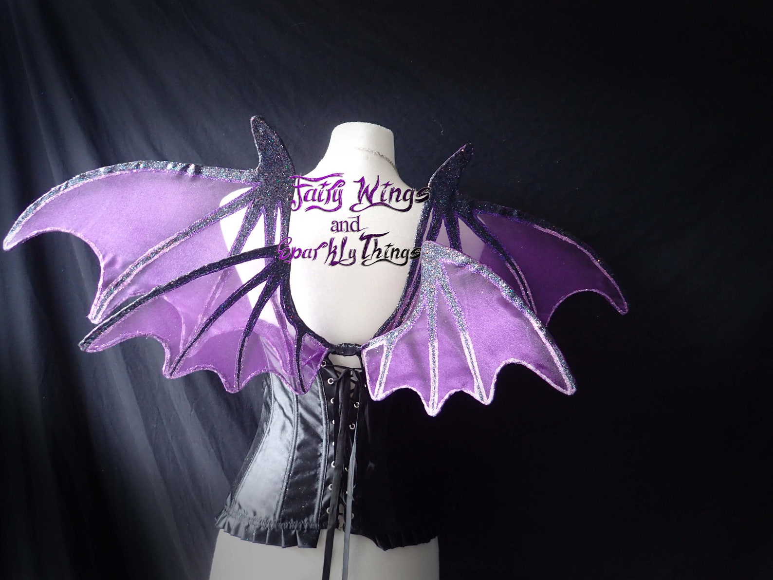 Purple and Black Gothic Vampire Bat Adult Fairy Wings Perfect for Dark ...