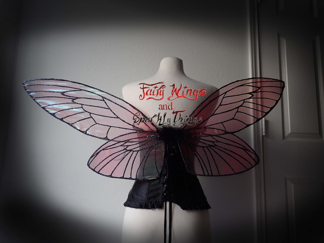 Iridescent Red & Black Cicada Fairy Wings: Holographic Glitter Veins - Etsy