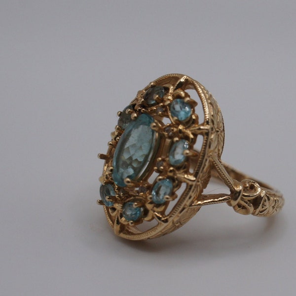 14k Gold Light Blue Ring - Etsy