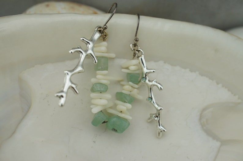 925 White Aqua Blue Coral Earrings Sterling Silver Earrings Adriatic ...