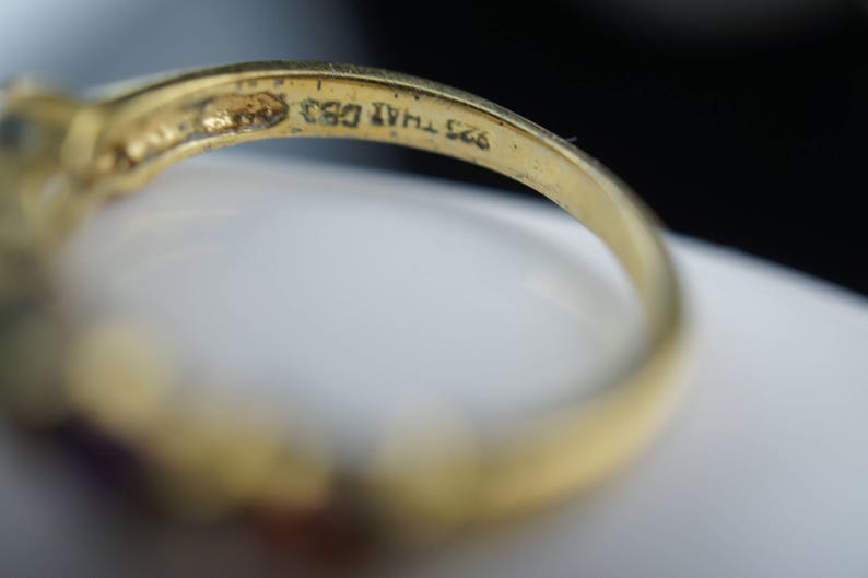 Vintage 925 Sterling Silver Ring Size 8.25 Gold Vermeil Thailand ...